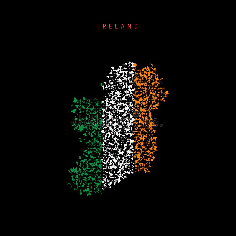 Ireland Flag Map Chaotic Particles Pattern In The Irish Flag Colors