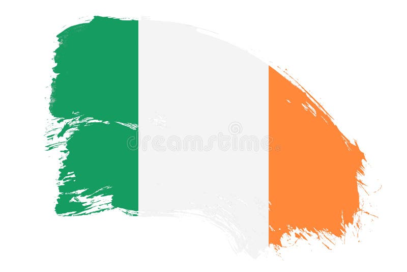Ireland Flag on White Background with Abstract Paint Brush Texture ...