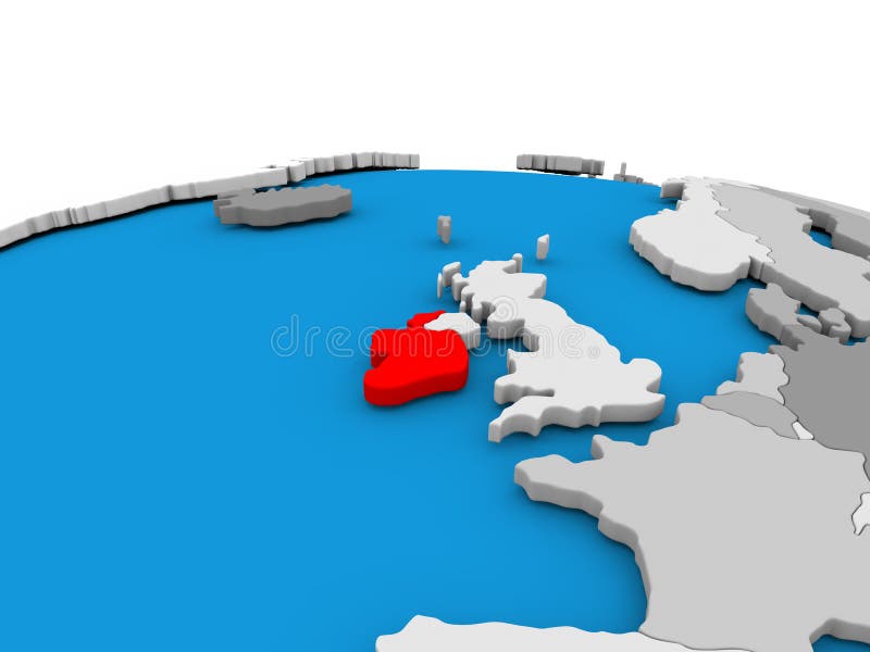 Ireland on globe in red stock illustration. Illustration of diplomacy ...