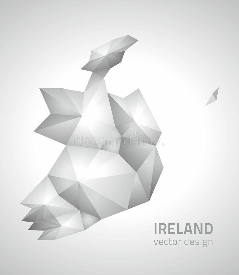 Ireland 3d Mosaic Vector Grey Triangle Shadow Perspective Map Stock ...