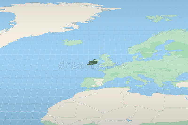 Ireland Highlighted on a Detailed Map, Geographic Location of Ireland ...