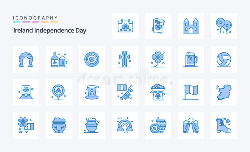 25 Ireland Independence Day Blue Icon Pack Stock Vector - Illustration ...