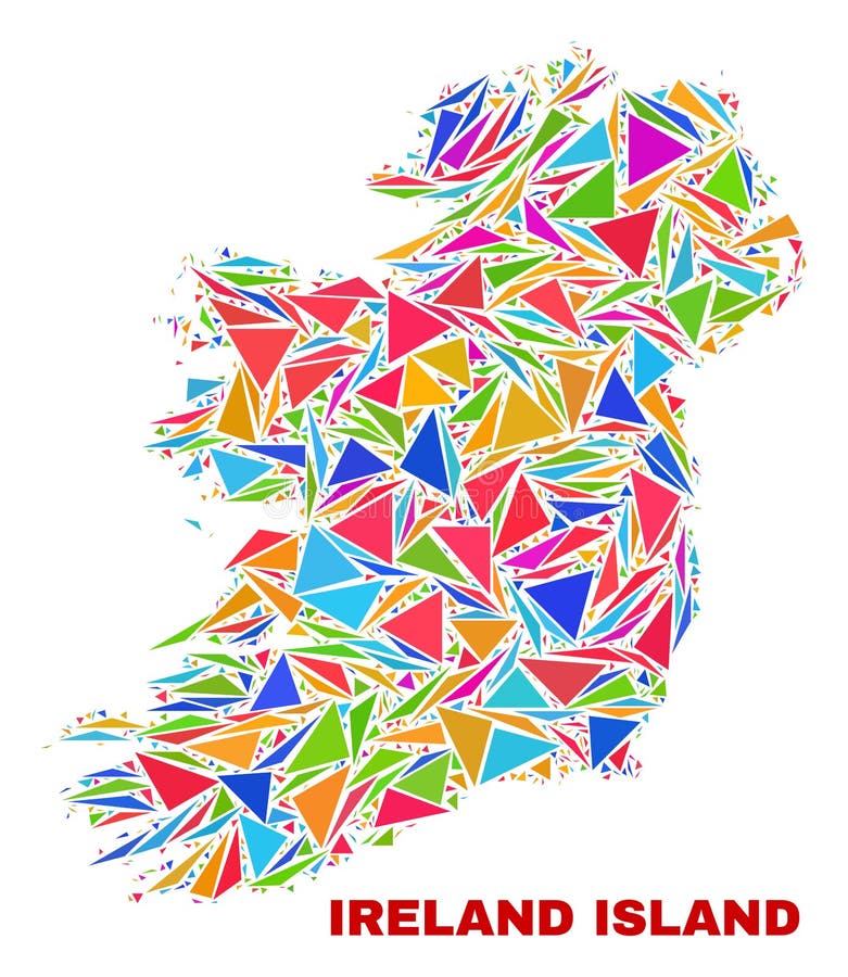 Ireland Island Map - Mosaic of Color Triangles Stock Vector ...