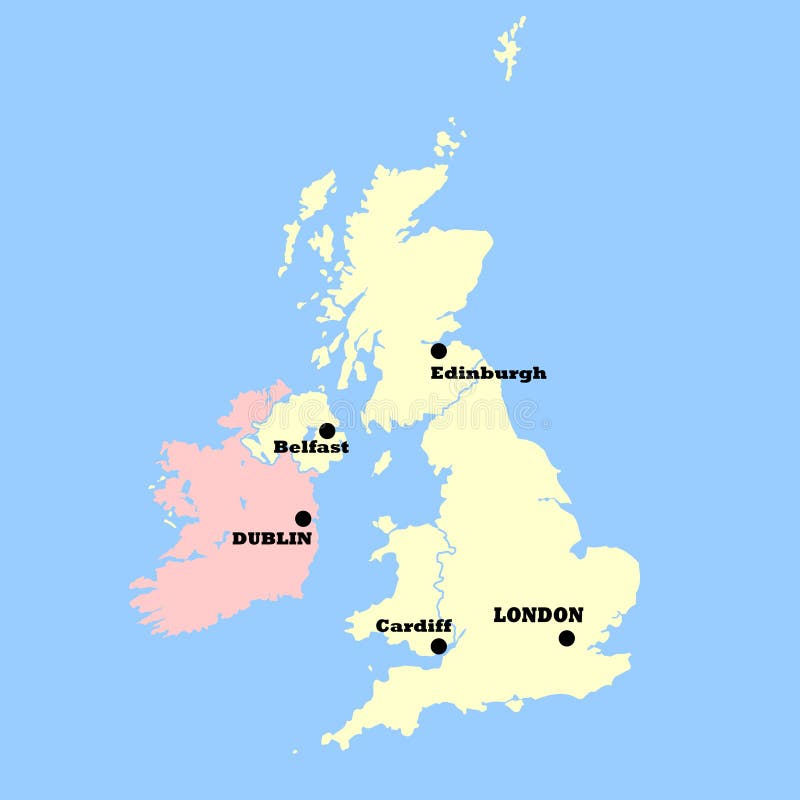 Anglia, Szkocja, Walia I Północna Irlandia Mapa, Ilustracja Wektor ...