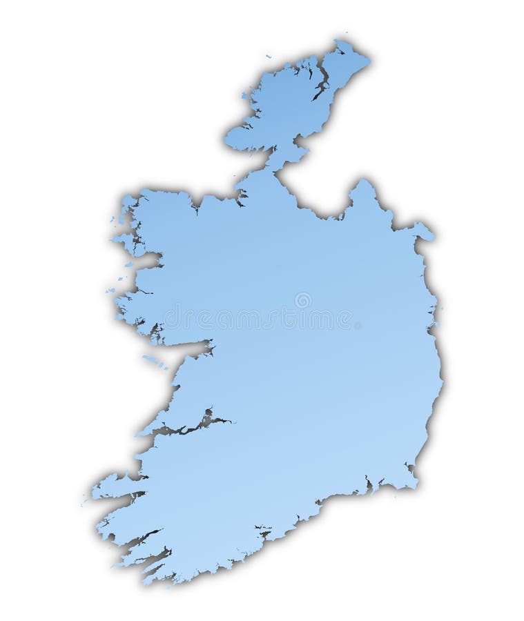 Ireland Outline Map with Shadow Stock Illustration - Illustration of ...