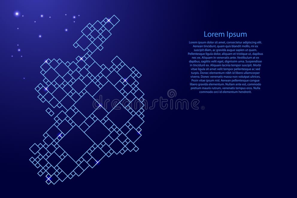 Ireland Map from Blue Pattern from a Grid of Squares of Different Sizes ...