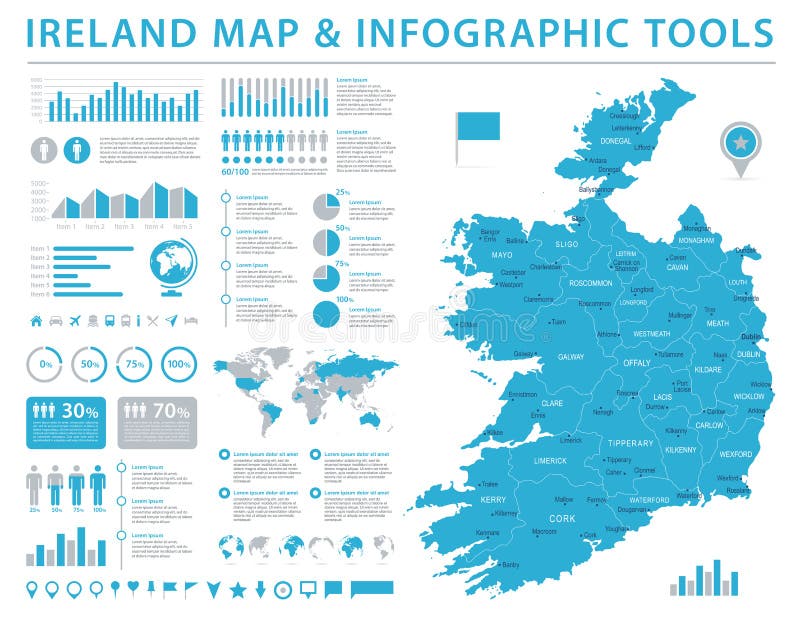 Ireland Map - Info Graphic Vector Illustration Stock Illustration ...