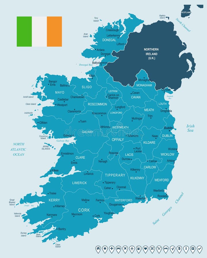 Vector Map of Ireland. Republic of Ireland Stock Vector - Illustration ...