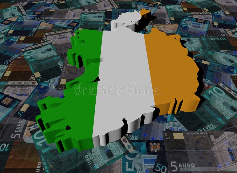 Ireland Map Flag on Euros Illustration Stock Illustration ...