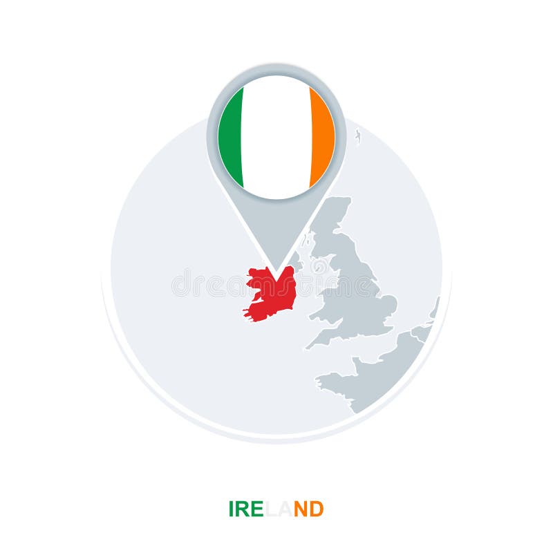 Ireland Map and Flag, Vector Map Icon with Highlighted Ireland Stock ...