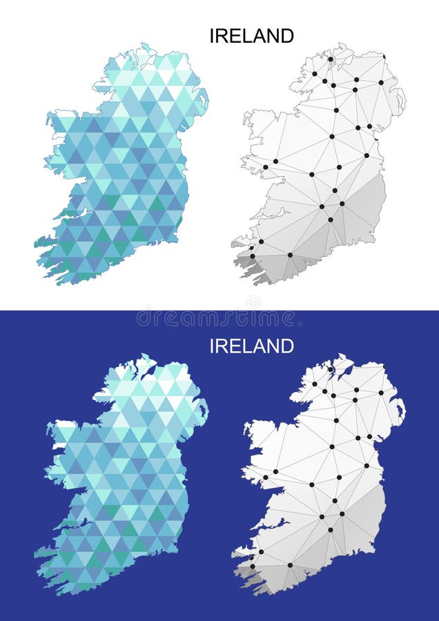 Ireland Map in Geometric Polygonal Style. Abstract Gems Triangle. Stock ...
