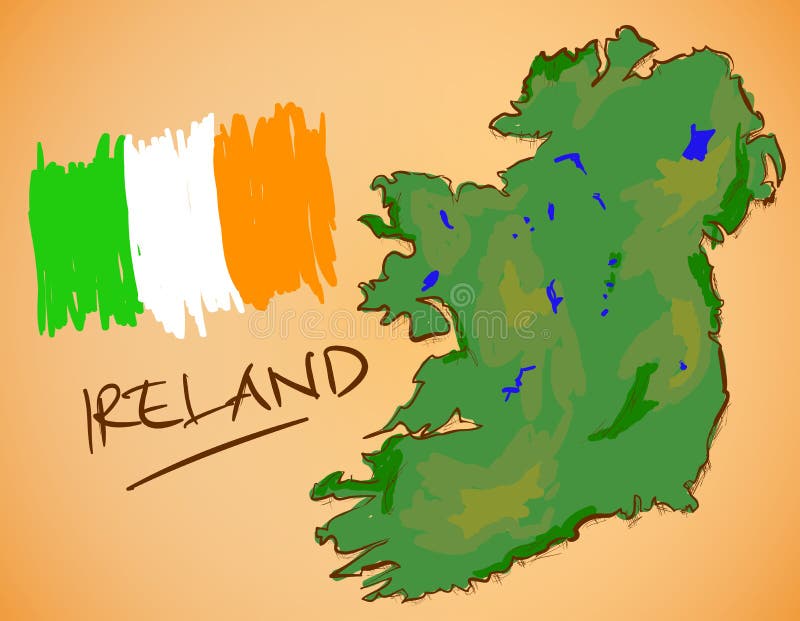 Ireland Map and National Flag Vector Stock Vector - Illustration of ...