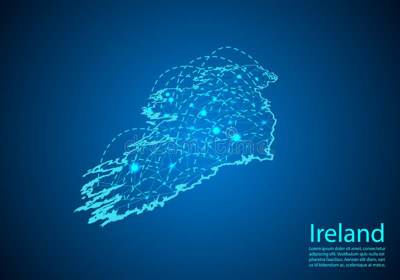 Ireland Map with Nodes Linked by Lines. Concept of Global Communication ... Ireland Map with Nodes Linked by Lines. Concept of Global Communication ...