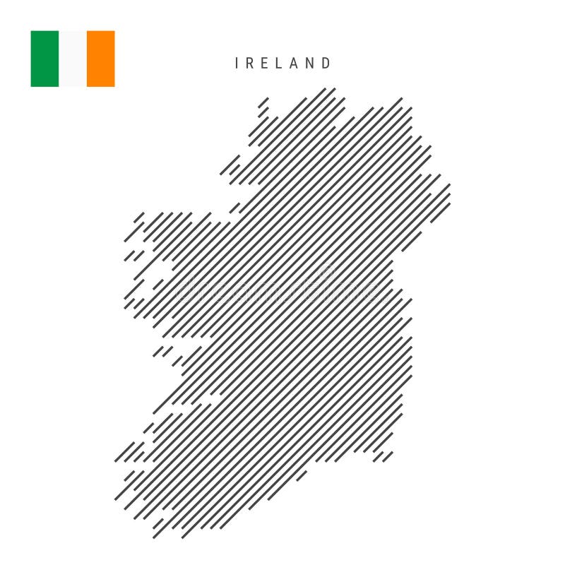 Ireland Map from Pattern of Black Slanted Parallel Lines. Flat Vector ...