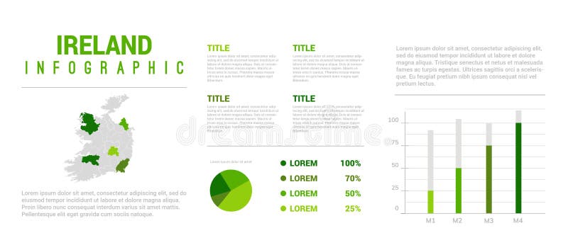 Ireland Map with Set of Infographics Elements. Design Information ...