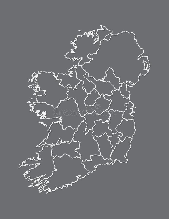 Ireland Map Vector with Counties Using Green Border Lines on Light ...