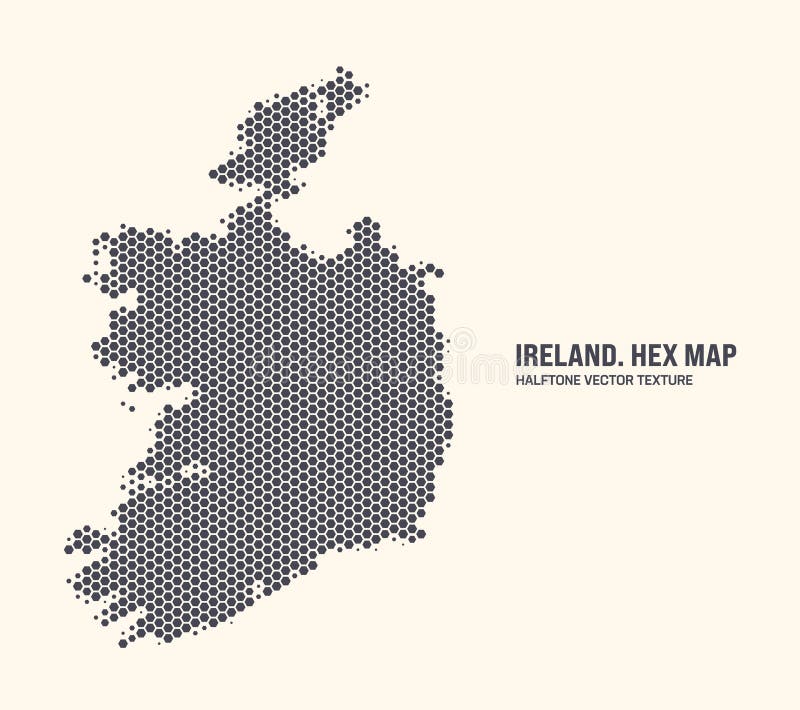 Ireland Map Vector Hexagonal Half Tone Pattern Isolated on Light ...