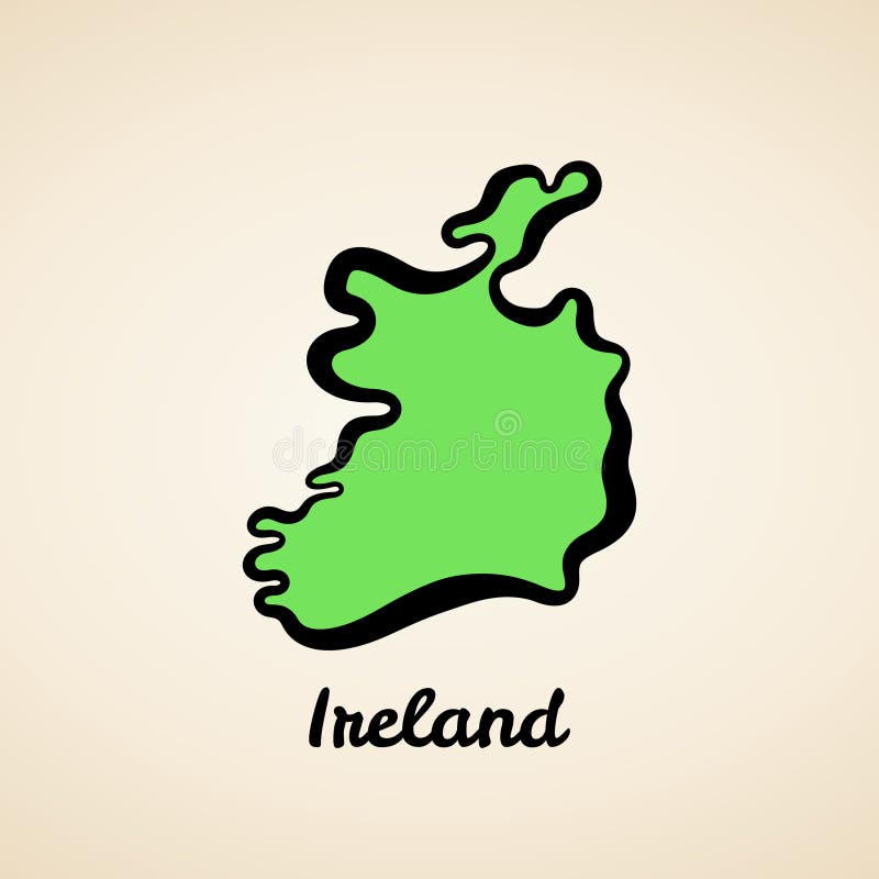 Ireland - Outline Map stock vector. Illustration of black - 361810945