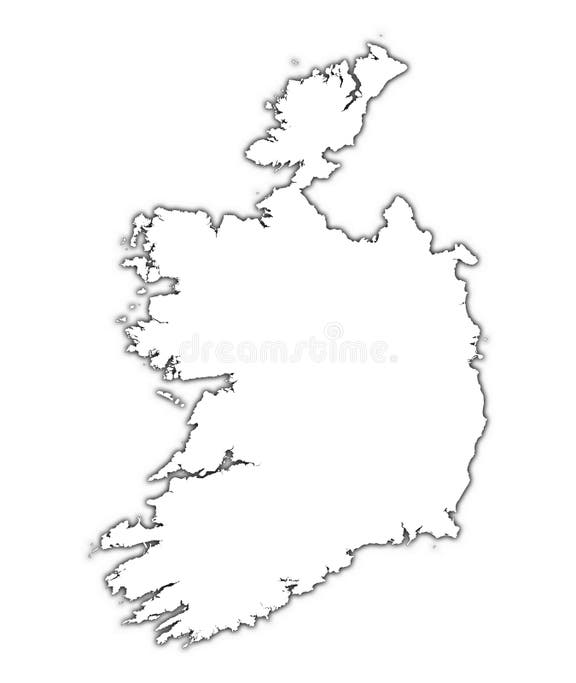 Ireland Outline Map with Shadow Stock Illustration - Illustration of ...