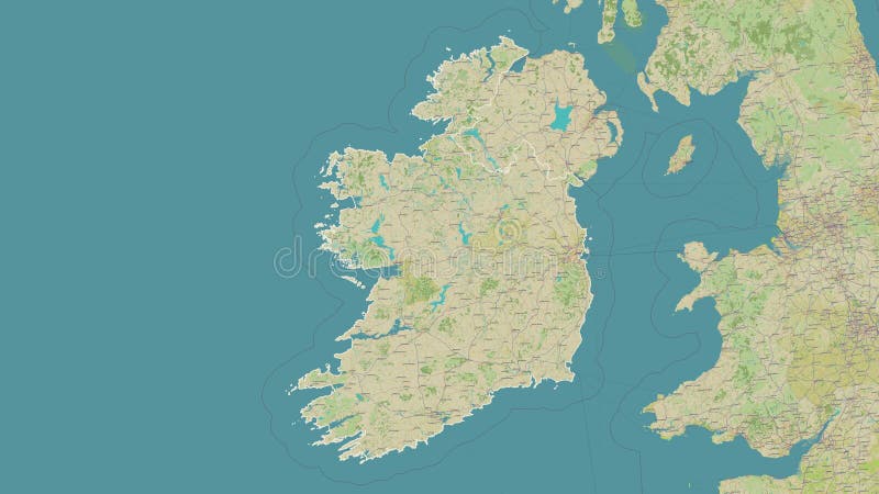 Ireland Outlined. Topo Humanitarian Stock Illustration - Illustration ...