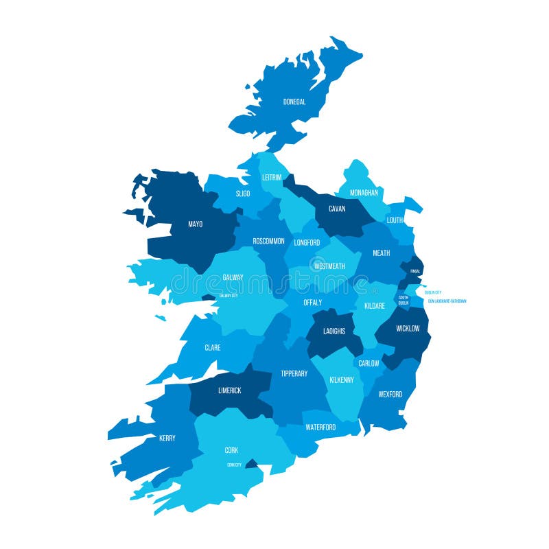 Ireland Political Map of Administrative Divisions Stock Illustration ...
