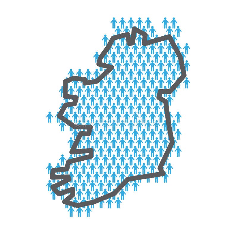 Ireland Population Map. Country Outline Made from People Figures Stock ...