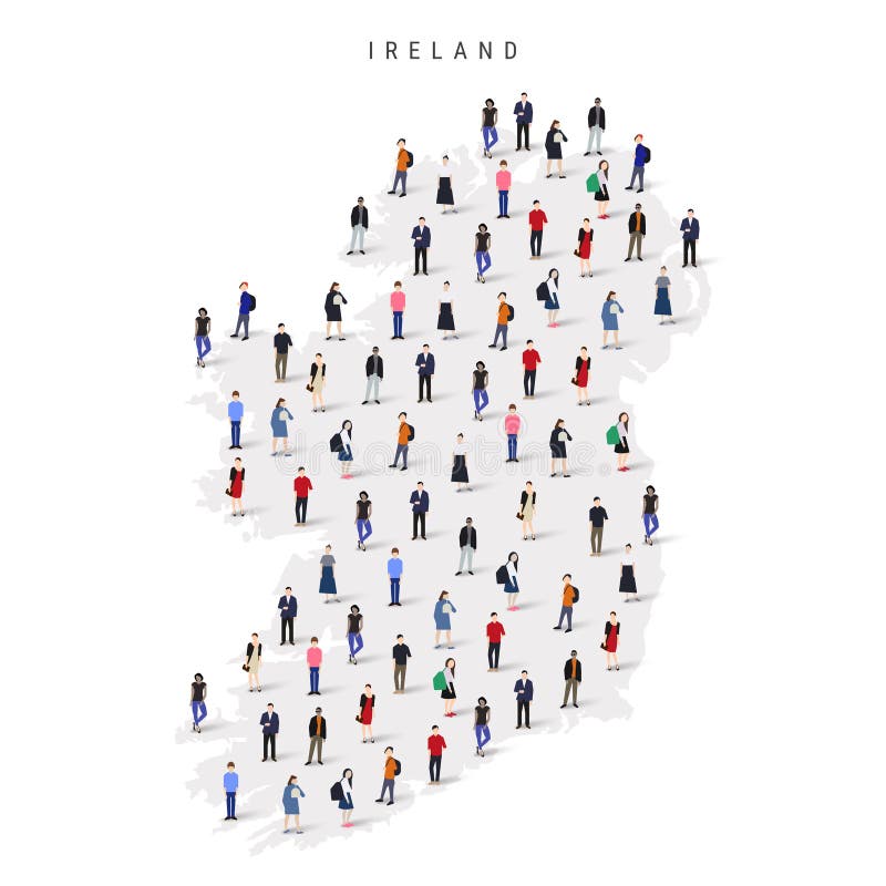 Ireland Population Map. Large Group of People in a Shape of Irish Map ...