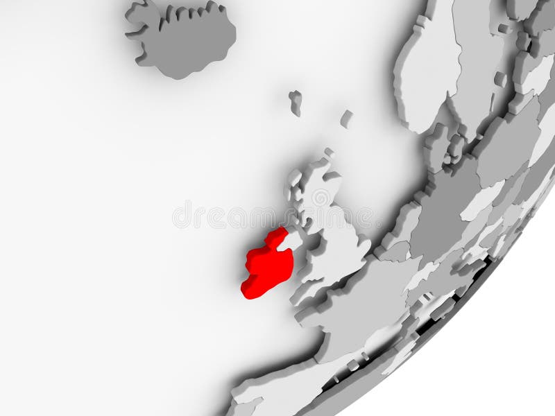 Ireland in red on grey map stock illustration. Illustration of european ...