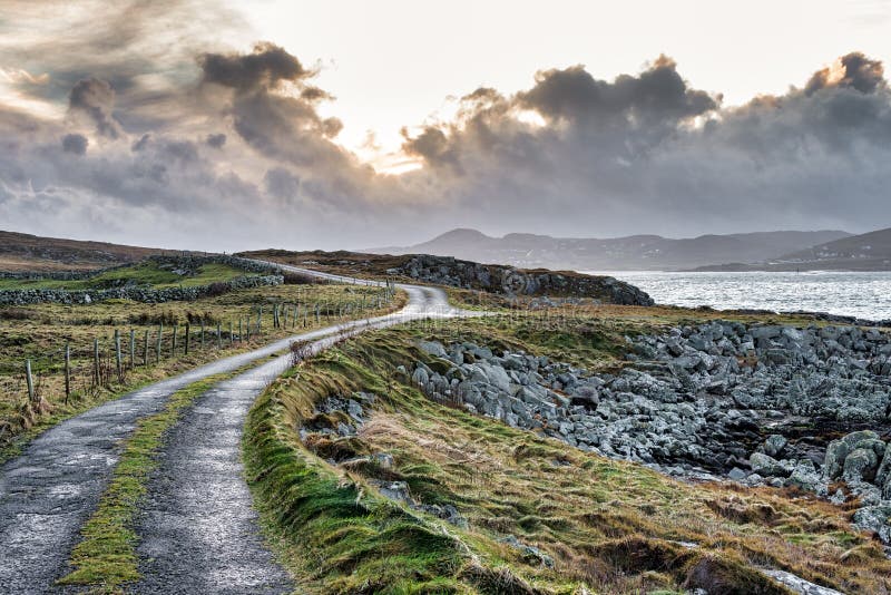 Ireland remote coast road stock image. Image of rural - 170990491