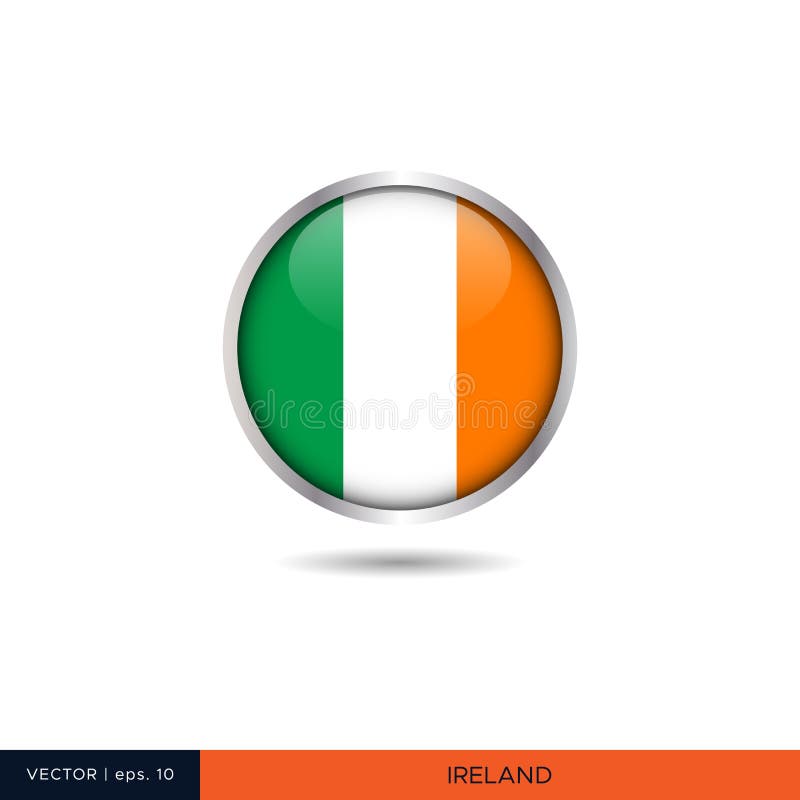 Ireland Round Flag Icon. National Irish Circular Flag Vector ...