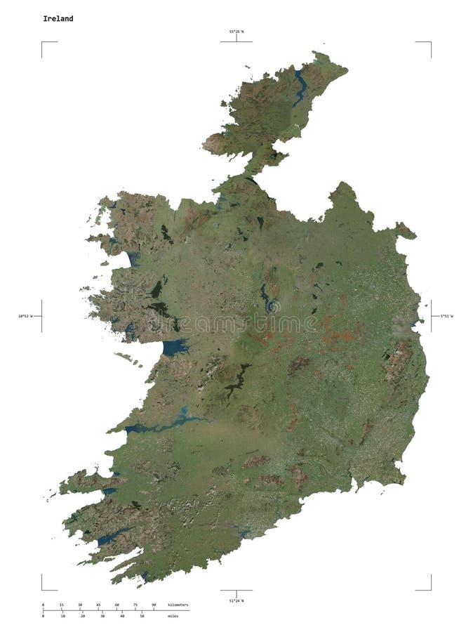 Ireland Shape on White. High-res Satellite Stock Illustration ...