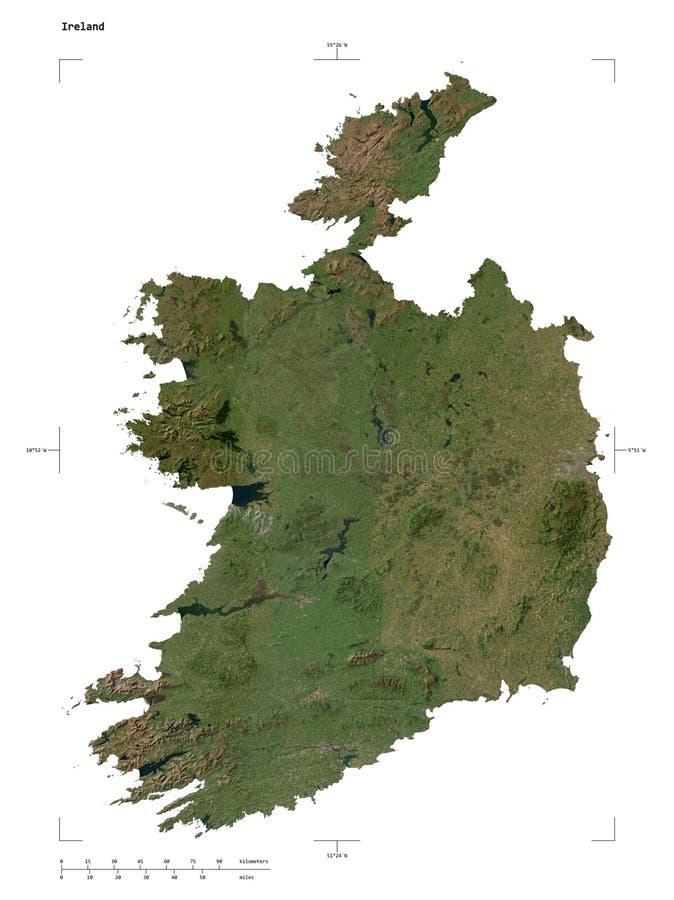 Ireland Shape on White. Low-res Satellite Stock Illustration ...