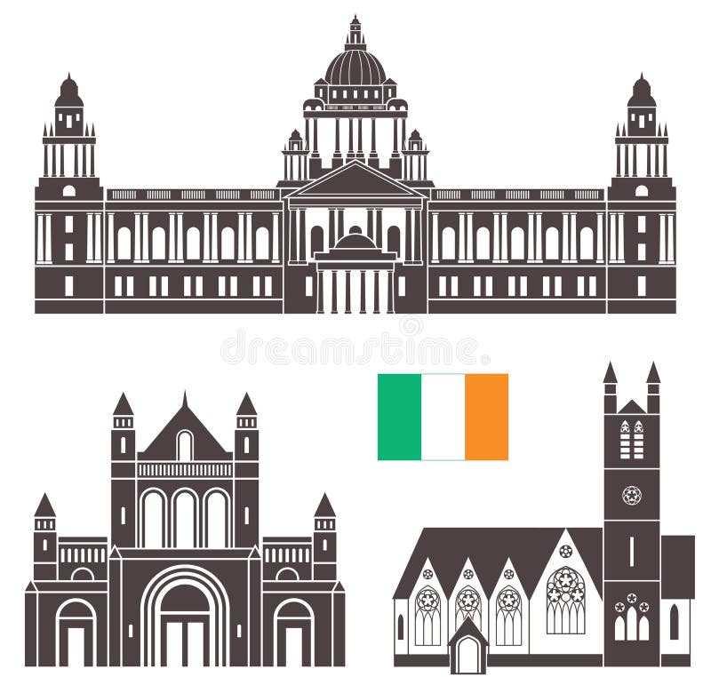 Dublin Landmarks and Monuments Stock Vector - Illustration of black ...