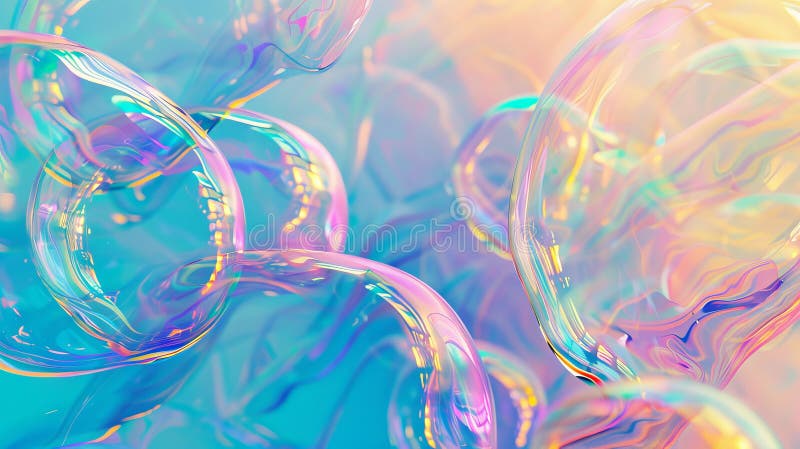 Iridescent Abstract Background of Translucent Bubbles in Pastel Colors ...