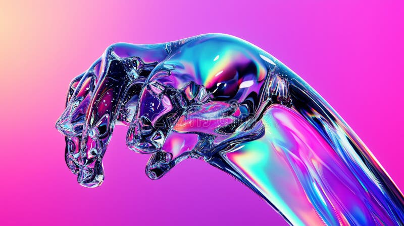 Iridescent Abstract Digital Hand Art Vibrant Gradient Background Stock ...