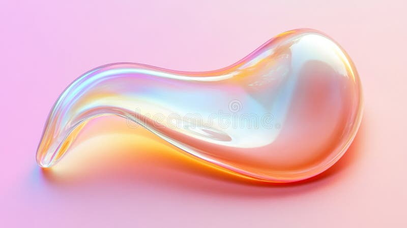 Iridescent Abstract Fluid Form on Pink Background Stock Illustration ...