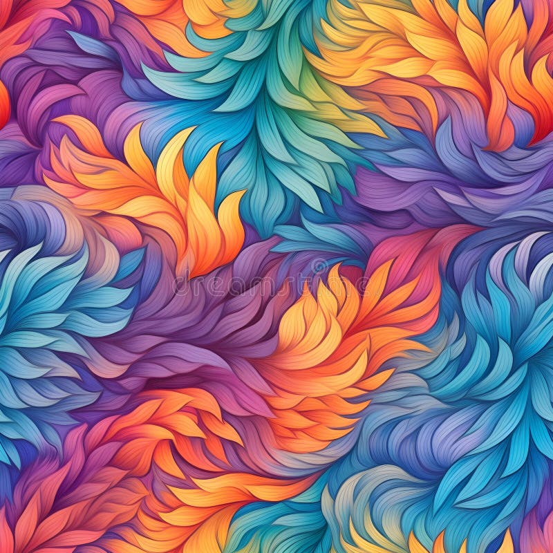 Iridescent Abstract Rainbow Seamless Pattern. Vibrant Background in 80s ...