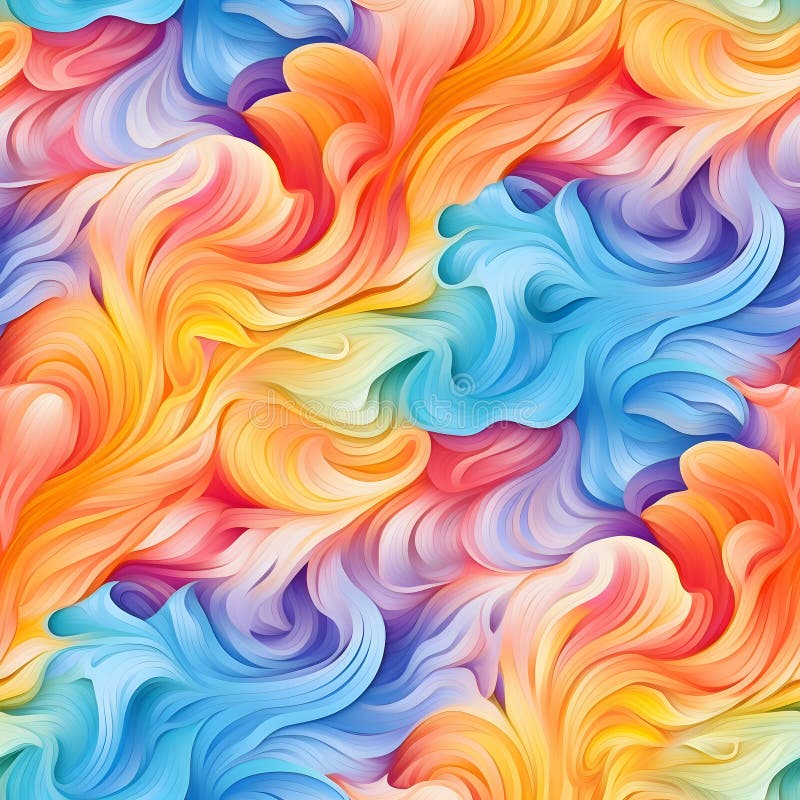 Iridescent Abstract Rainbow Seamless Pattern. Vibrant Background in 80s ...