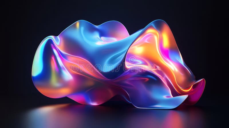 Iridescent Abstract Shape Rendered in 3d Against a Dark Background for ...