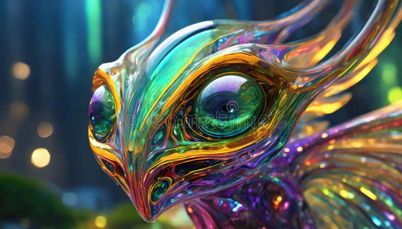 Iridescent alien portrait stock illustration. Illustration of bizarre ...