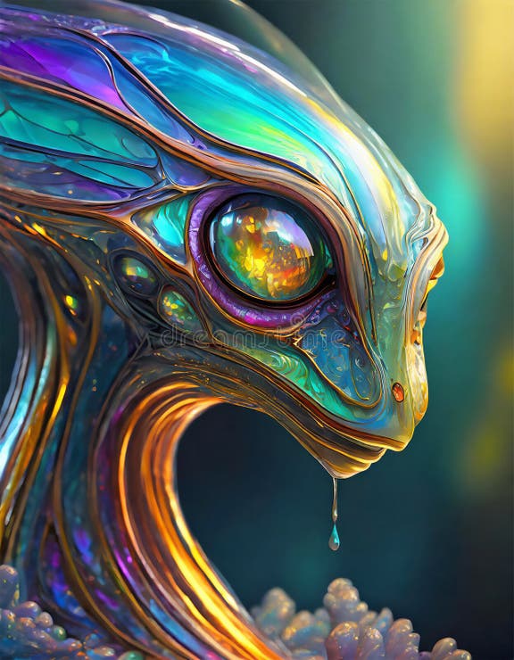 Iridescent alien portrait stock illustration. Illustration of surreal ...