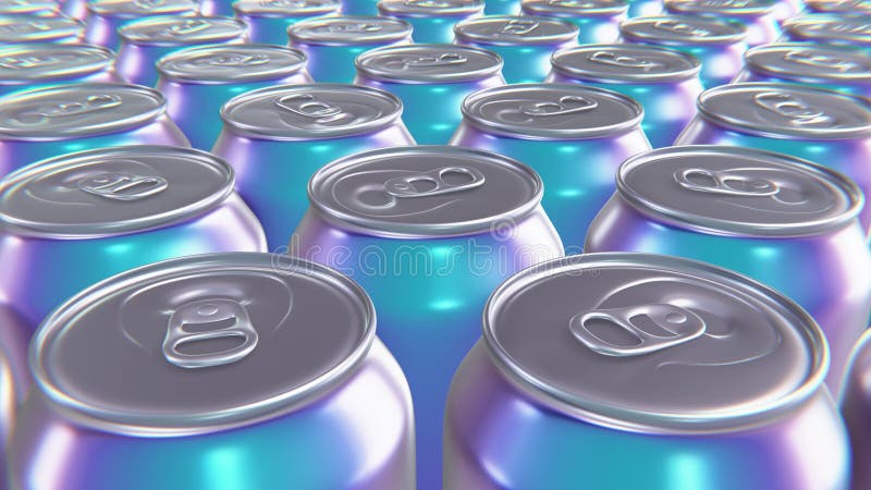 Iridescent Aluminum Drink Cans Looping 3D Animation Stock Footage ...