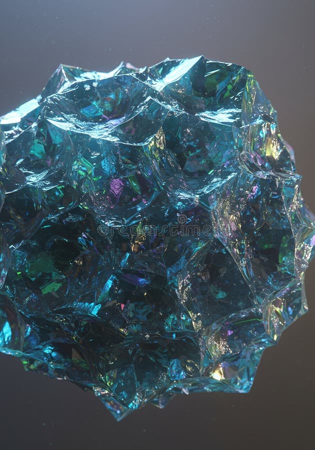 Iridescent Blue Crystal Gemstone 3D Render Stock Illustration ...