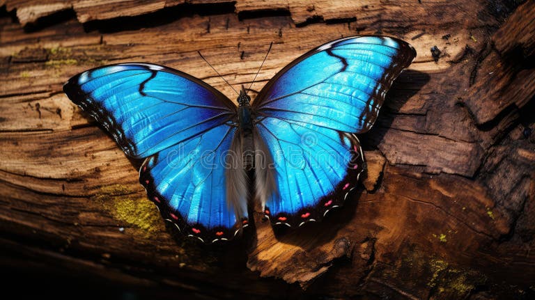 Iridescent Blue Morpho Butterfly Stock Illustration - Illustration of ...