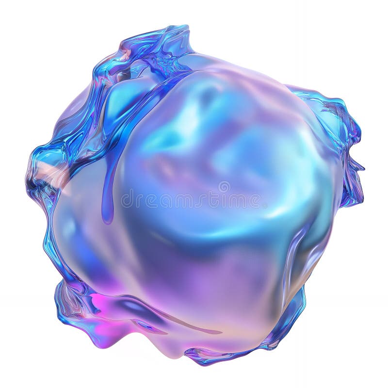 An Iridescent Blue and Purple Blob with an Irregular Shape, on a White ...
