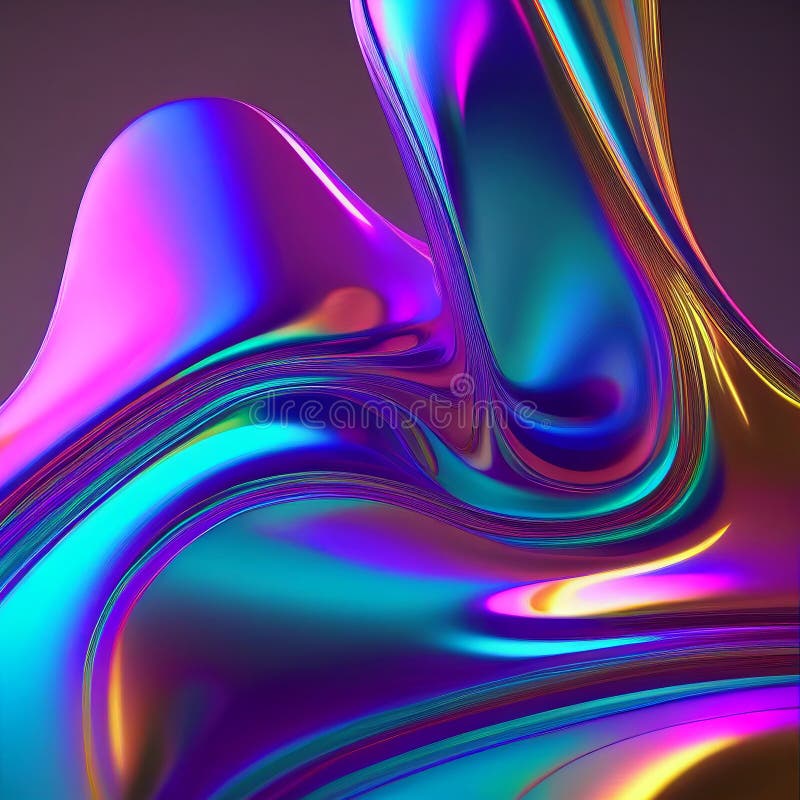 Iridescent Bright Liquid Background Generative AI Stock Illustration ...