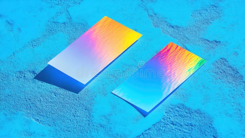 Iridescent Cards on Powder Blue Abstract Gradient Texture Stock ...