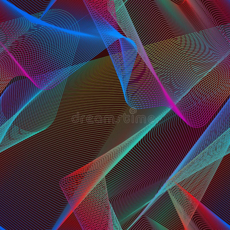 Iridescent Chaotic Seamless Pattern. Swatch of Multicolor Lines for ...