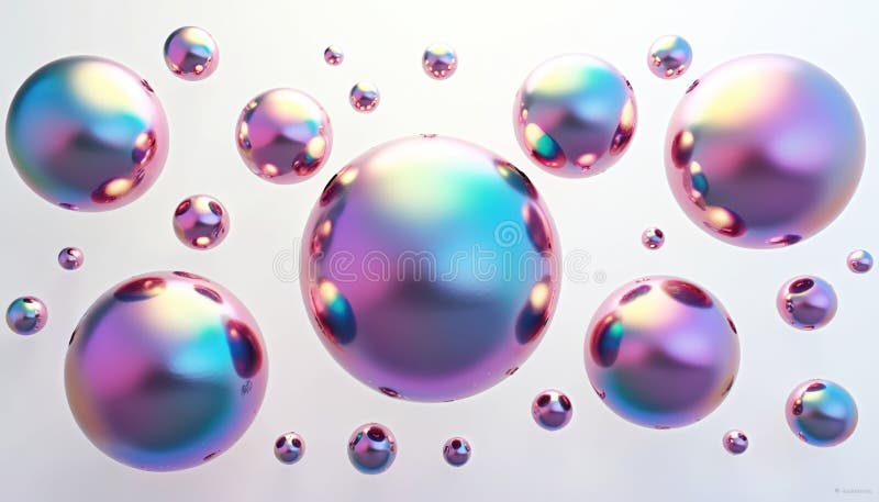 Iridescent Chrome Fluid Bubble Set Isolated on White. Abstract ...