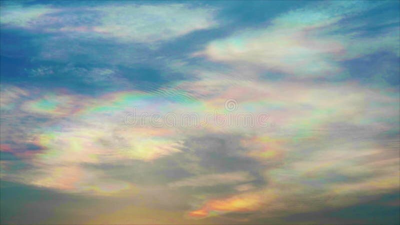 Iridescent Cloud or Rainbow Cloud on the Sunset Sky Stock Footage ...